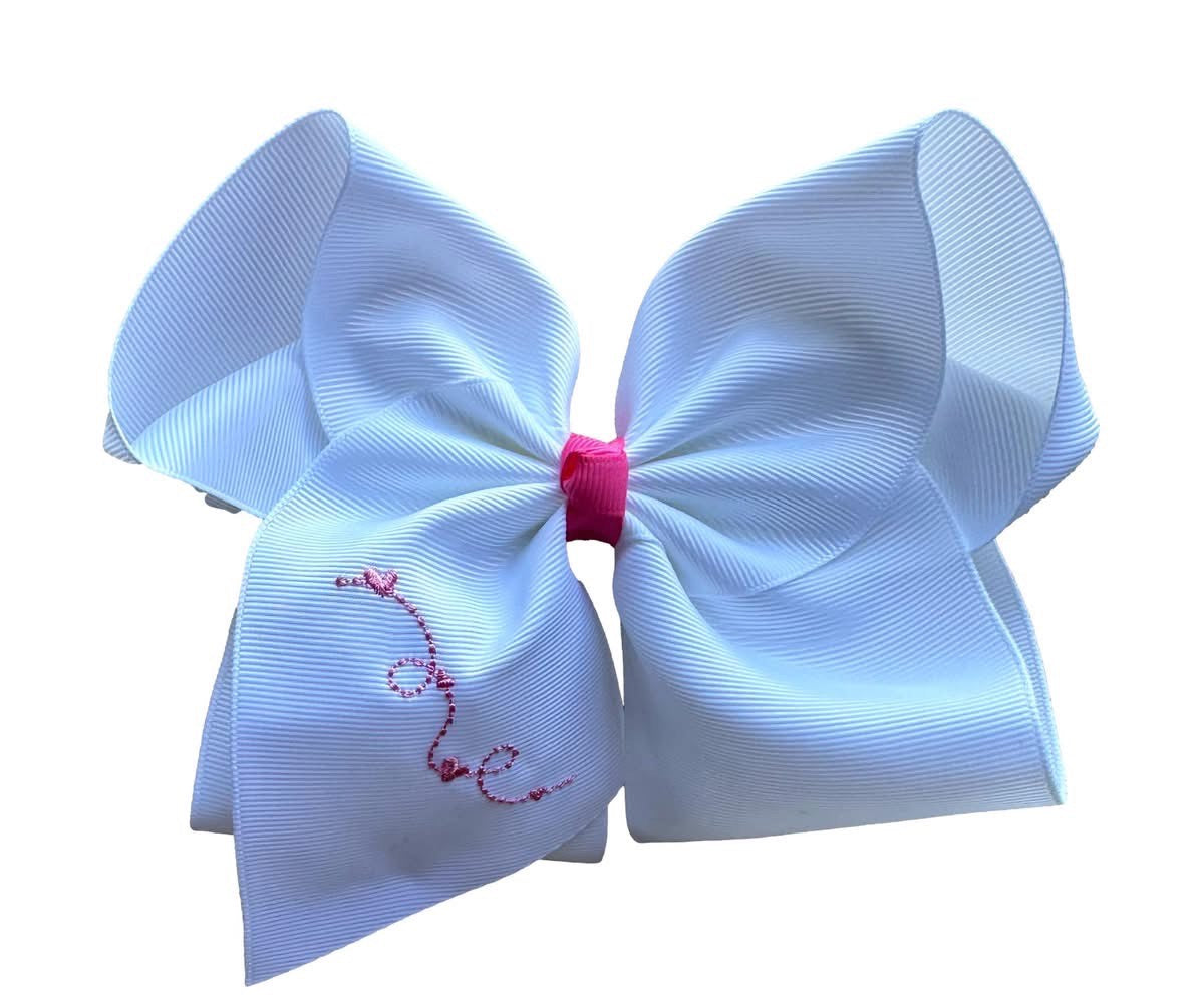 Dainty Hearts Embroidered Bow – The Solid Bow