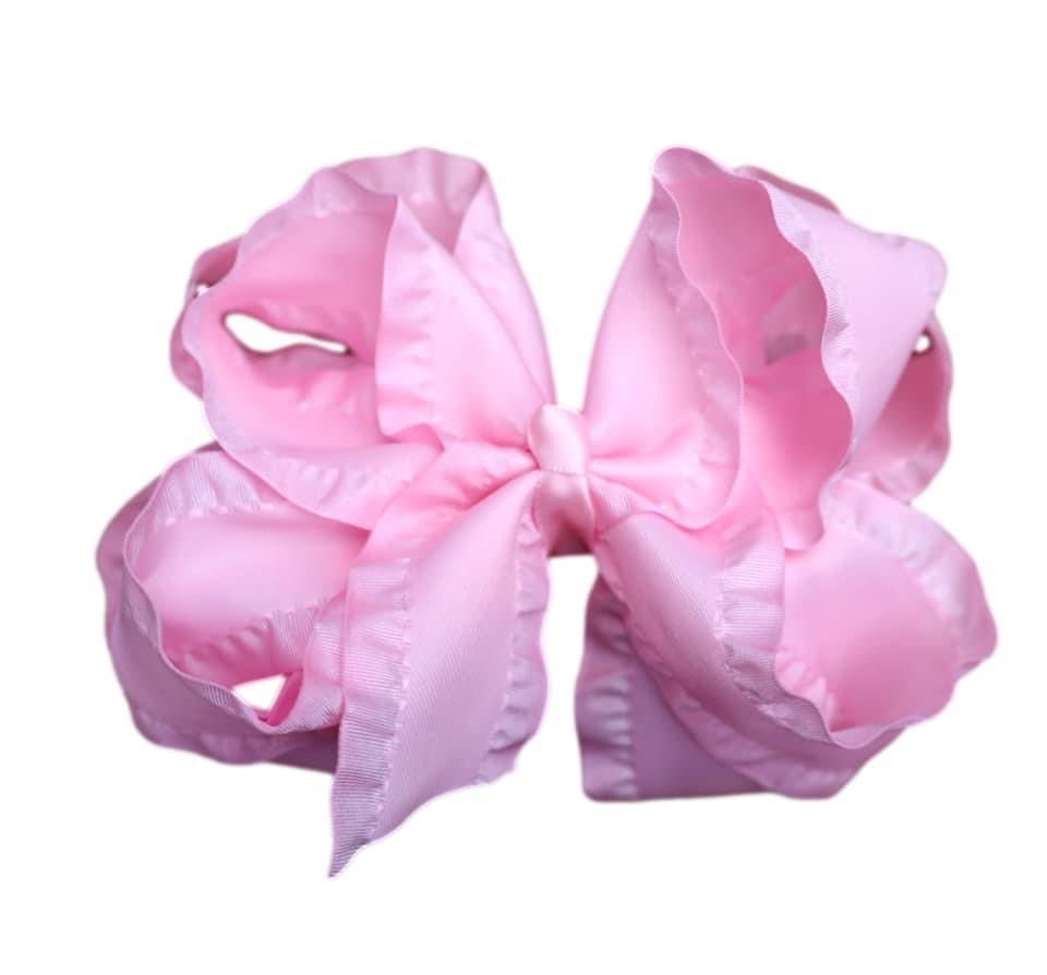 Light Pink Double Ruffle Boutique Bow – The Solid Bow